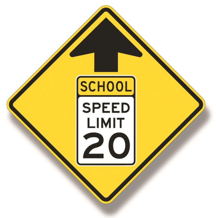 Reduced speed school zone ahead sign - Zumar