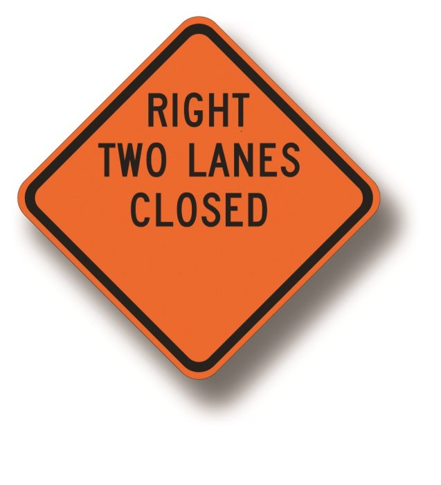 Right two lanes closed sign - Zumar