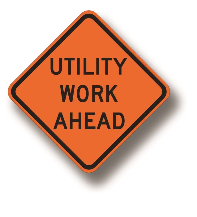 Utility work ahead sign - Zumar