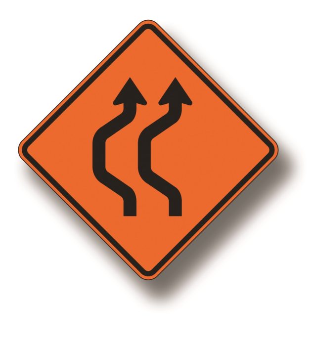 Double reverse curve sign (2 lanes) - Zumar