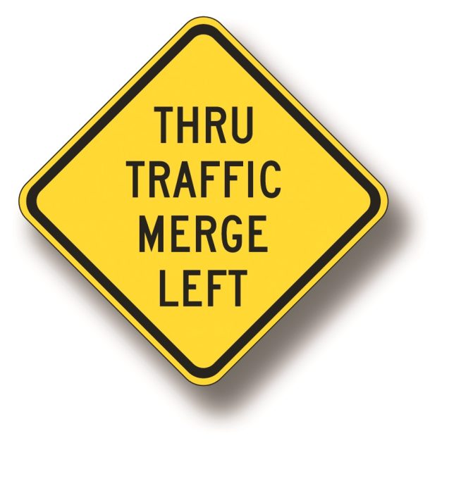 Thru traffic merge sign - Zumar
