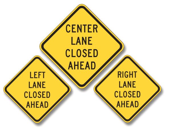 Lane closed ahead sign - Zumar